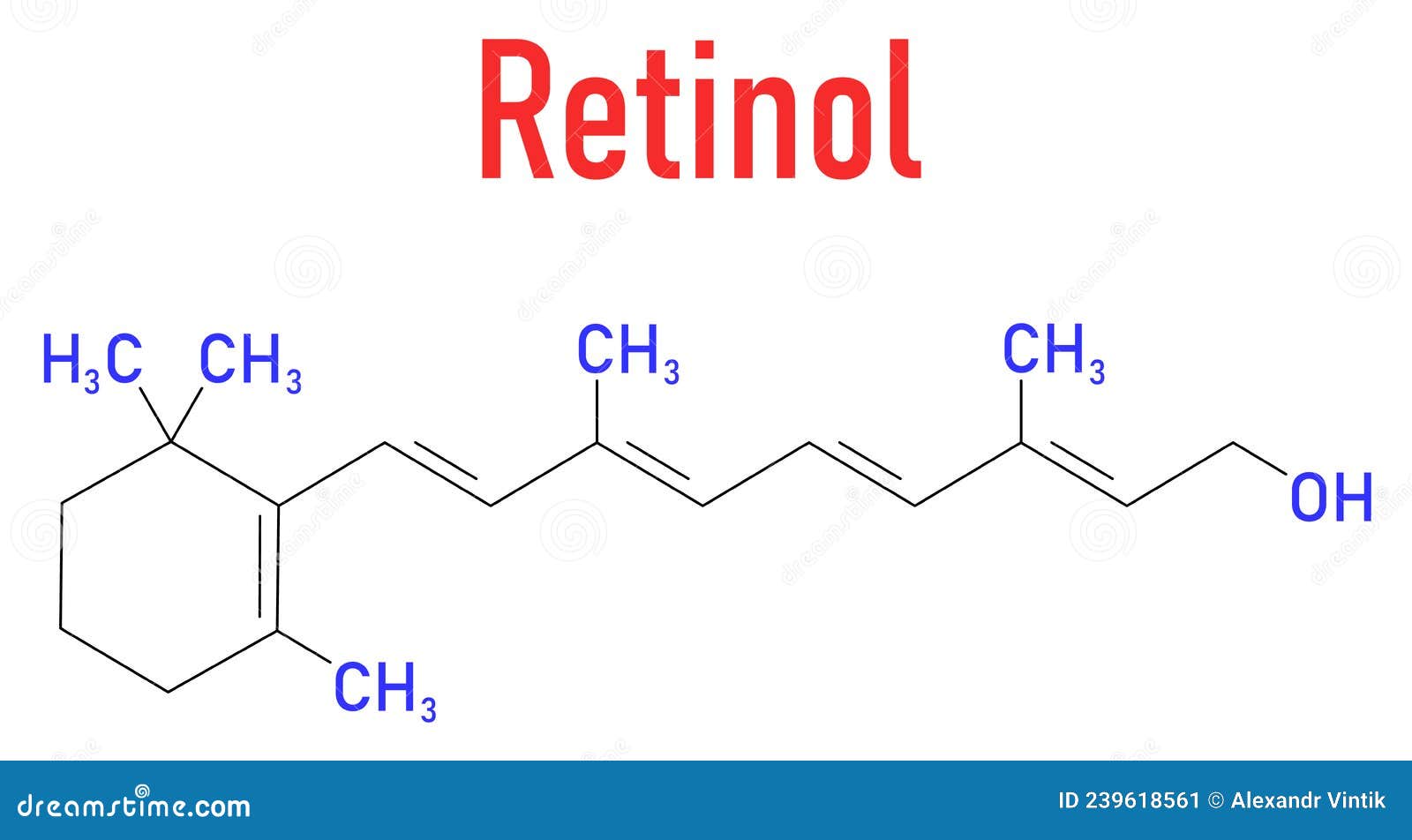 Retinol Molecule, Structural Chemical Formula, Ball-and-stick Model ...