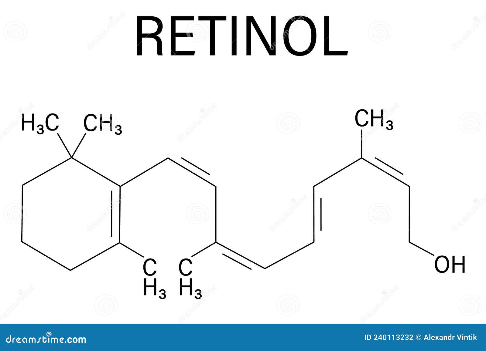 Vitamin a or Retinol Molecule. Skeletal Formula Stock Vector ...