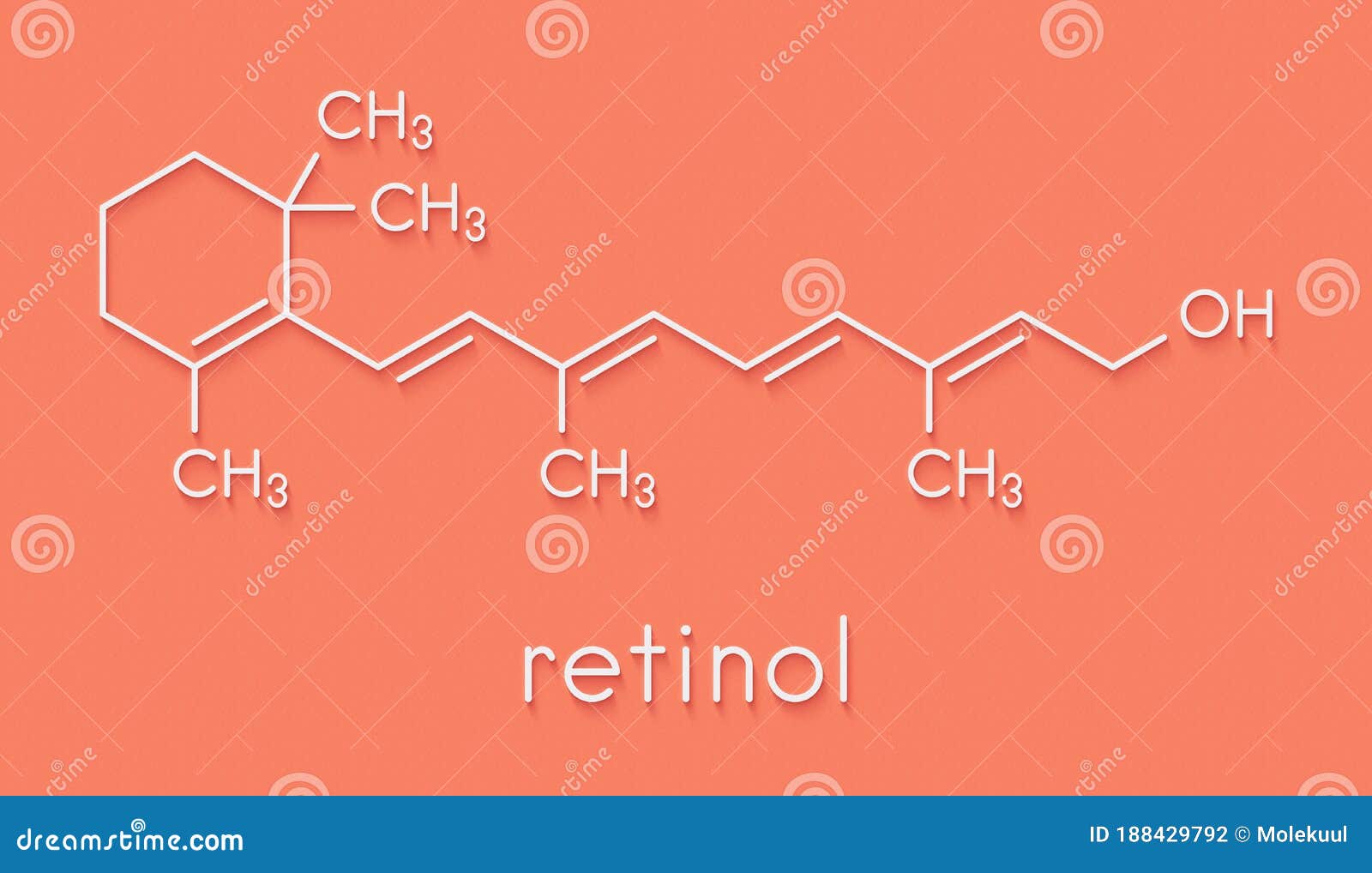 Vitamin a Retinol Molecule. Skeletal Formula. Stock Illustration ...