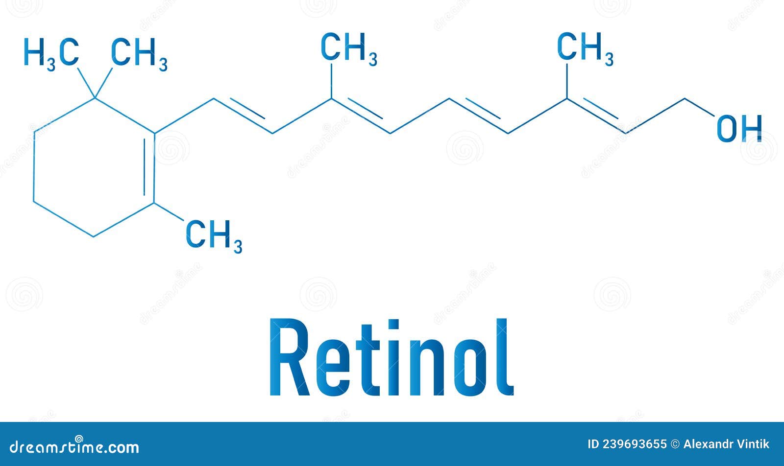 Retinol Molecule, Structural Chemical Formula, Ball-and-stick Model ...