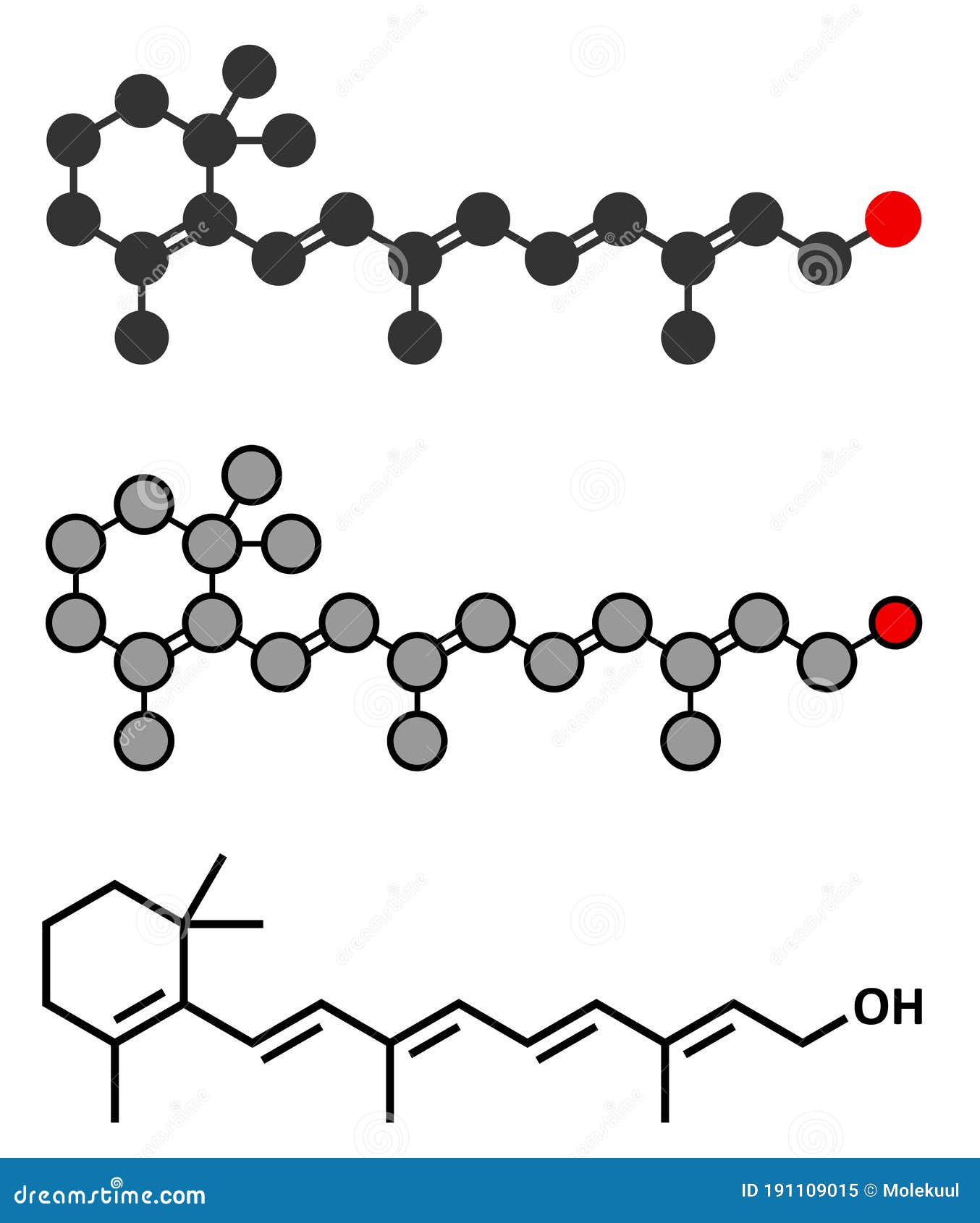 Vitamin a Retinol Molecule. Stylized 2D Rendering and Conventional ...