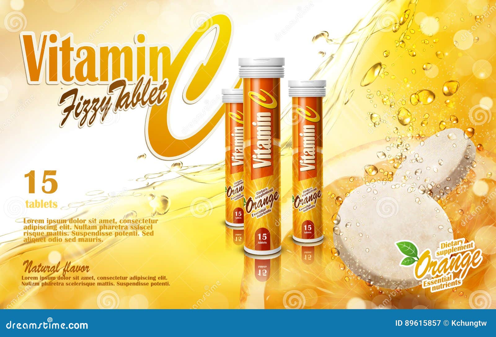 Vitamin tablet ad stock vector. Illustration of care - 89615857