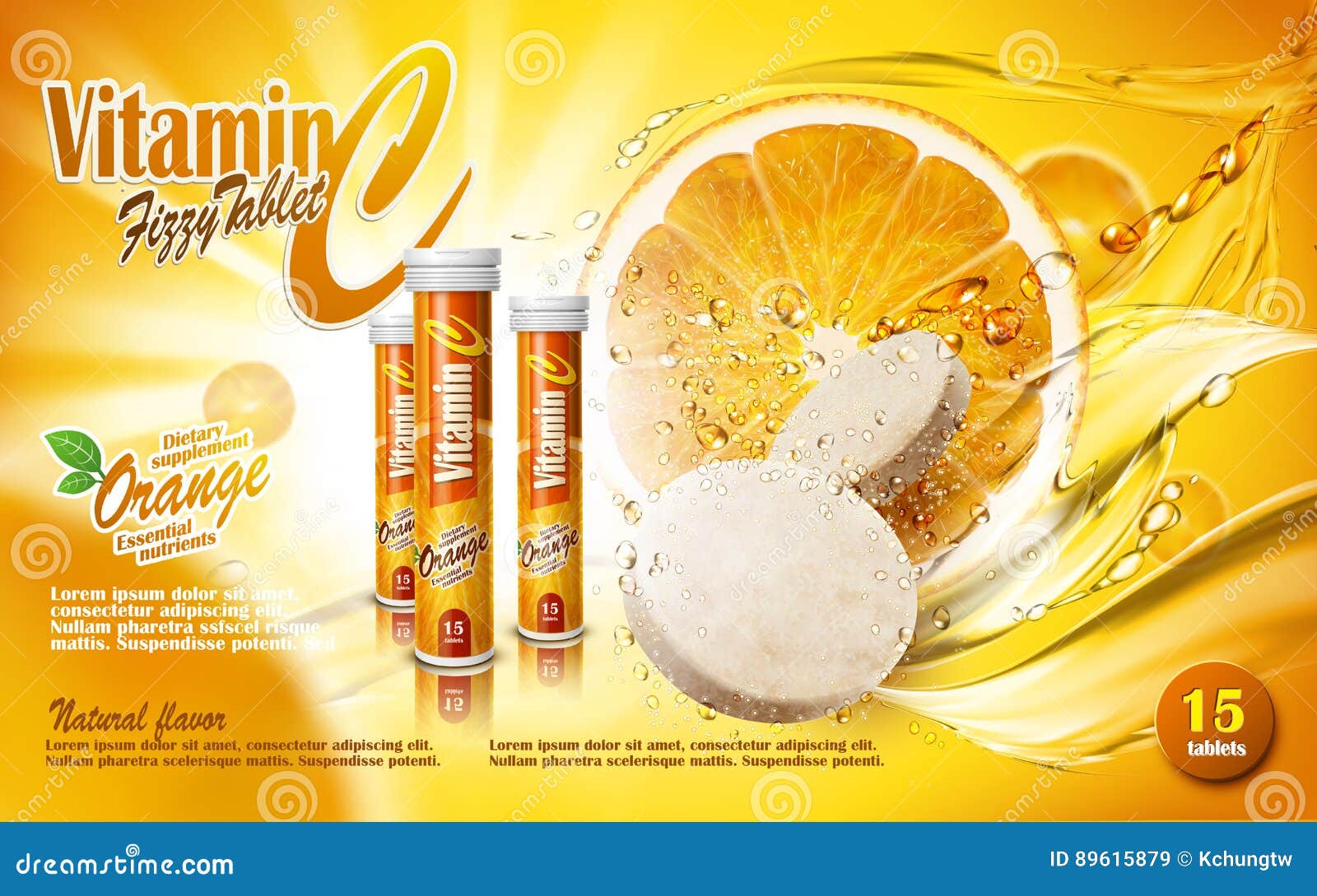 Vitamin tablet ad stock vector. Illustration of colorful - 89615879