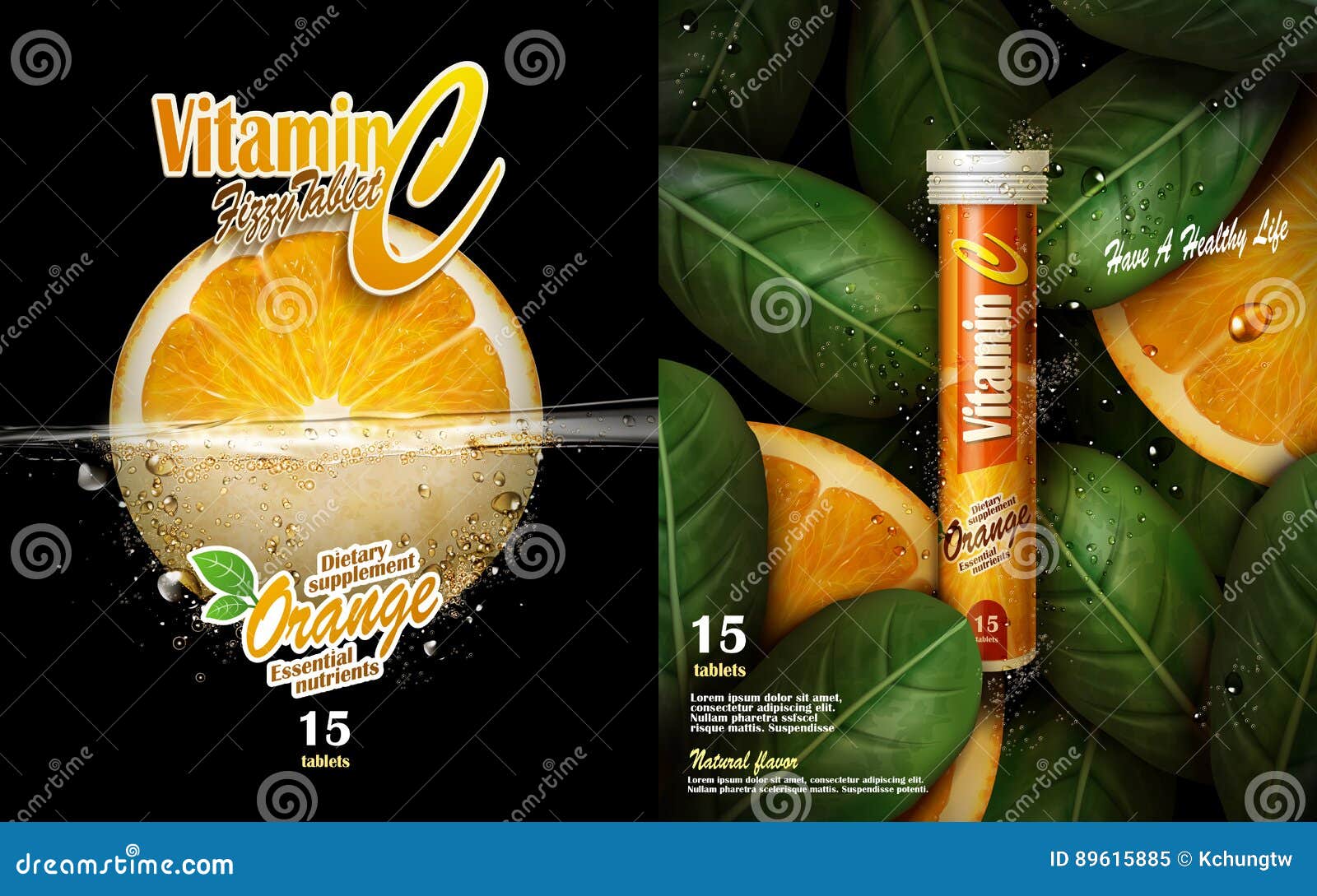 Vitamin tablet ad stock vector. Illustration of element - 89615885