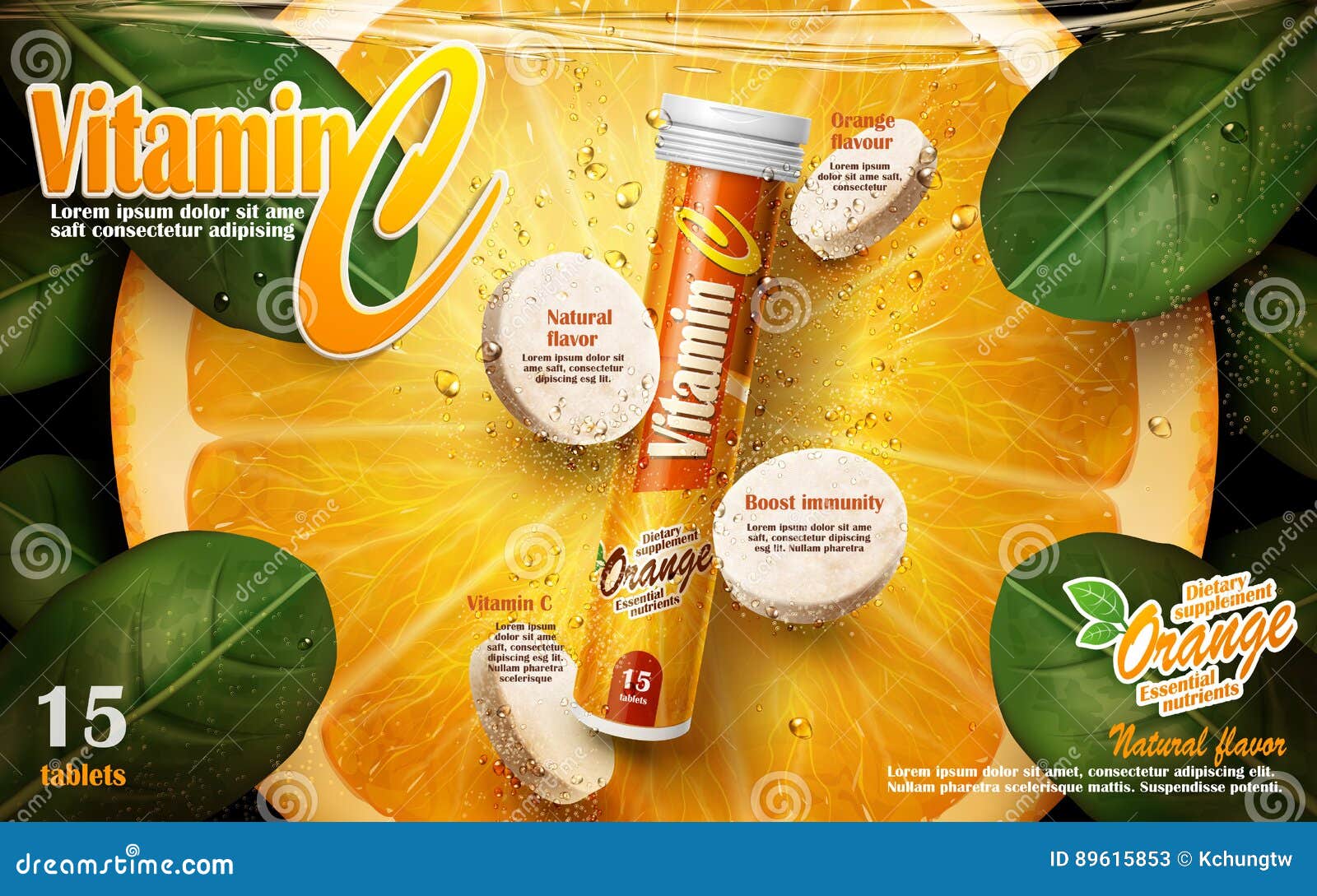 Vitamin tablet ad stock vector. Illustration of supplement - 89615853