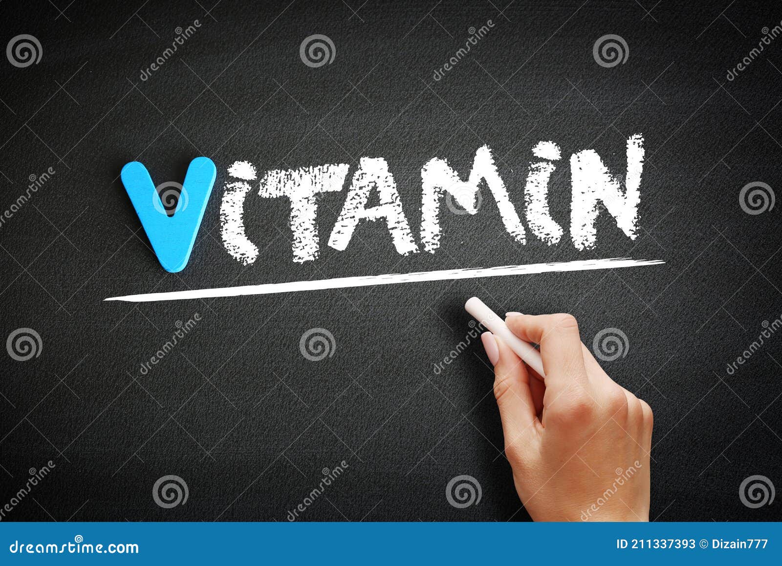 Vitamin Text on Blackboard, Health Concept Background Stock Image ...