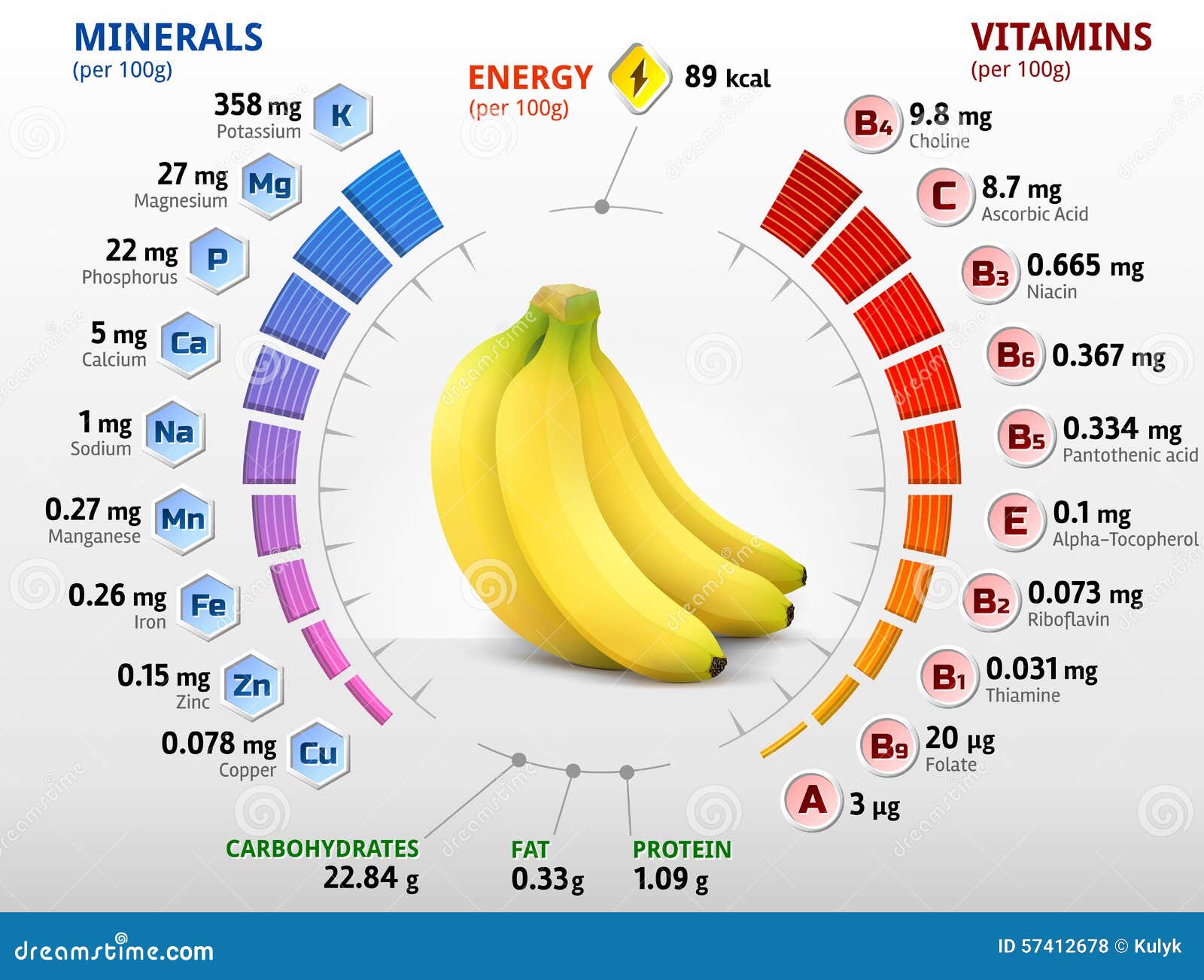 Vitamine E Minerali Della Frutta Della Banana Illustrazione Vettoriale ...
