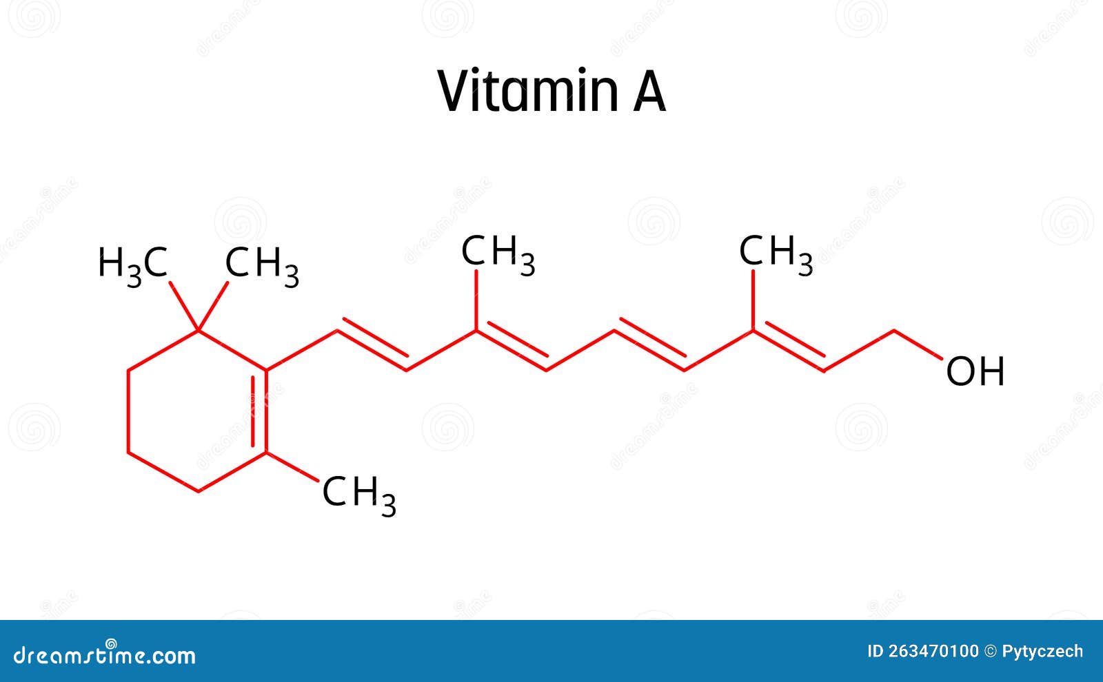 Vitamine Een Structuurformule Van De Moleculaire Structuur Vector ...
