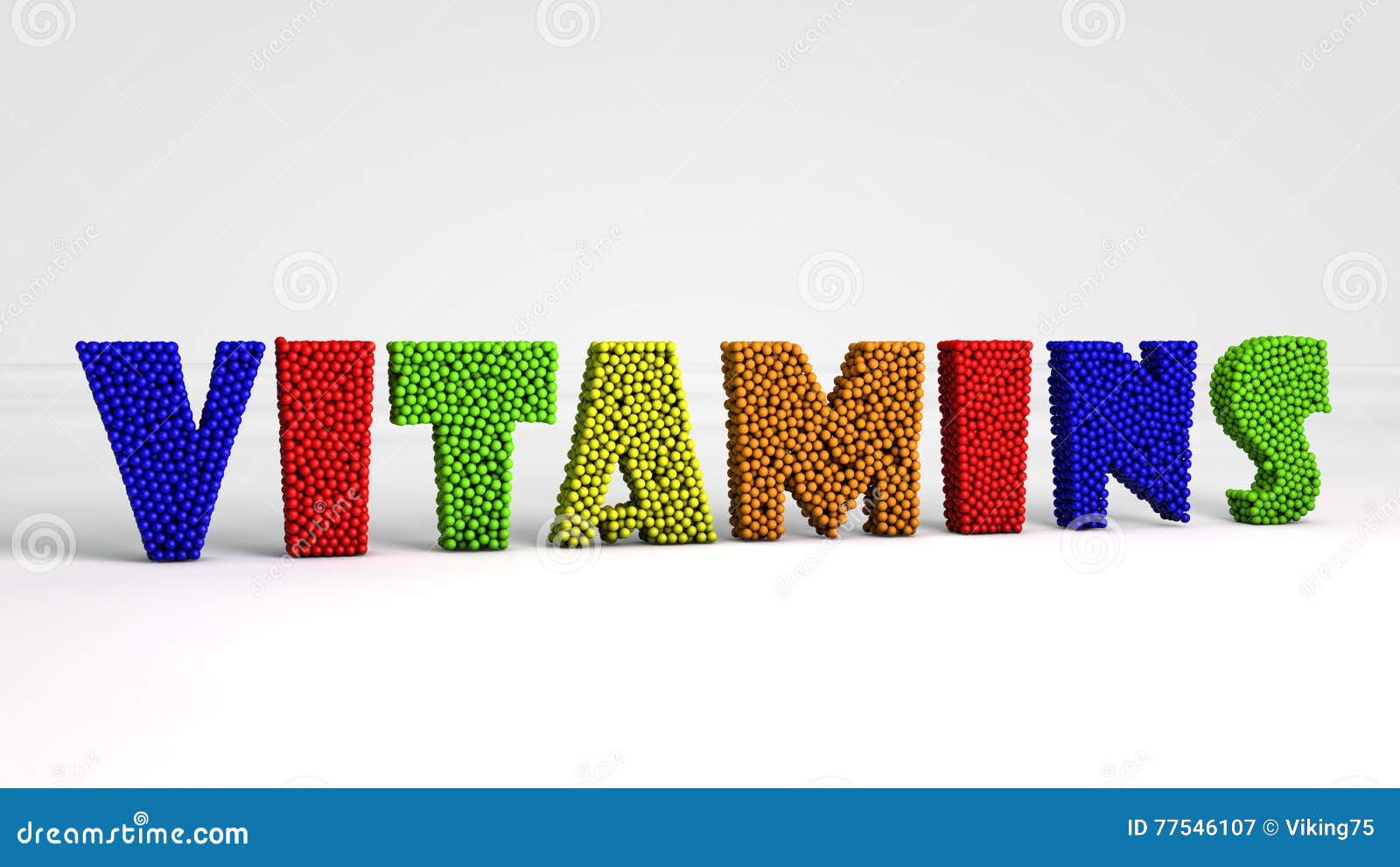 Vitamins Colorful Pheres 3d Text Isolated Stock Illustration ...