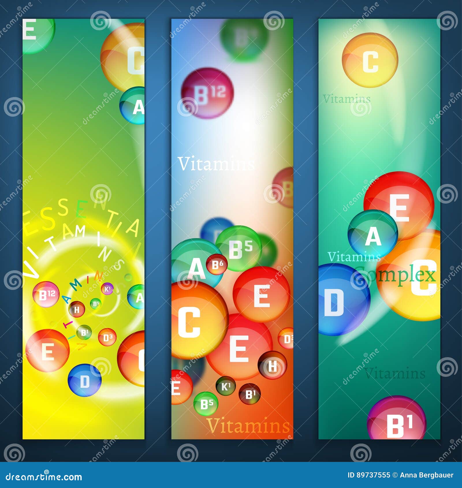 Vitamins Complex Banners stock vector. Illustration of color - 89737555