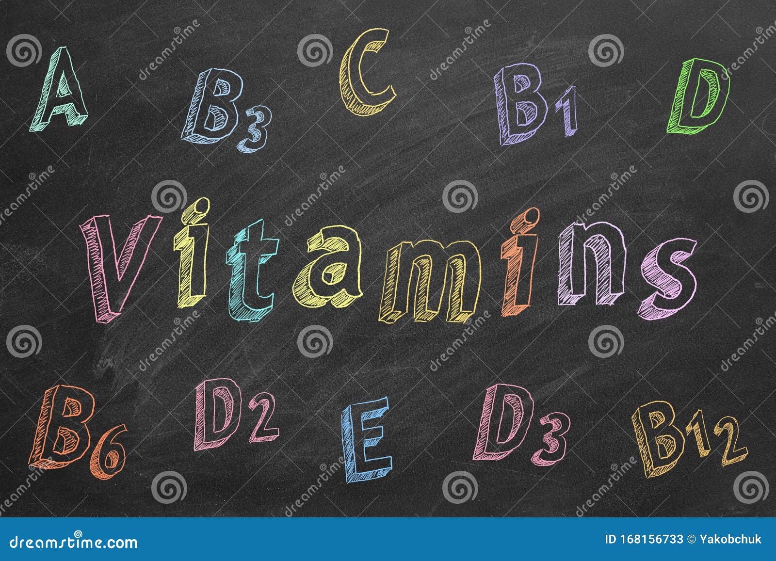 Vitamins stock image. Image of blackboard, complex, name - 168156733