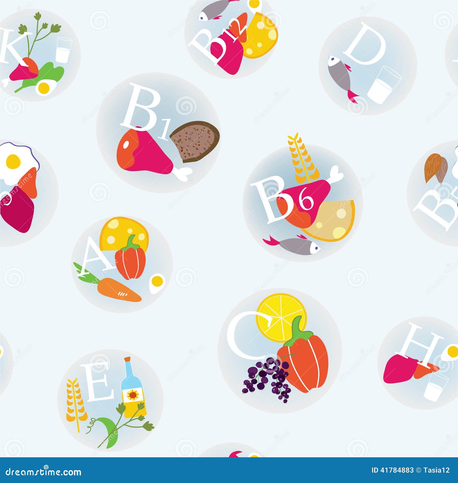 Vitamins and Healthy Eating Symbols Seamless Stock Vector ...