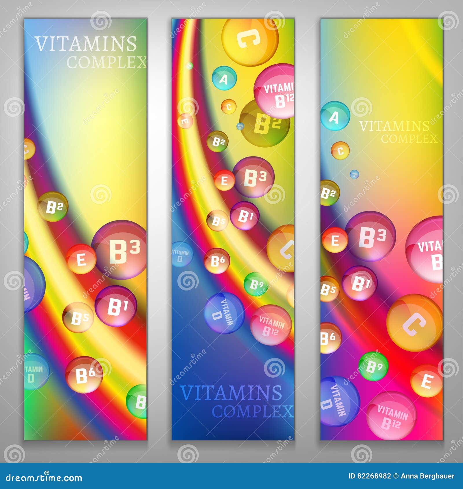 Vitamins Rainbow Banners stock vector. Illustration of science - 82268982