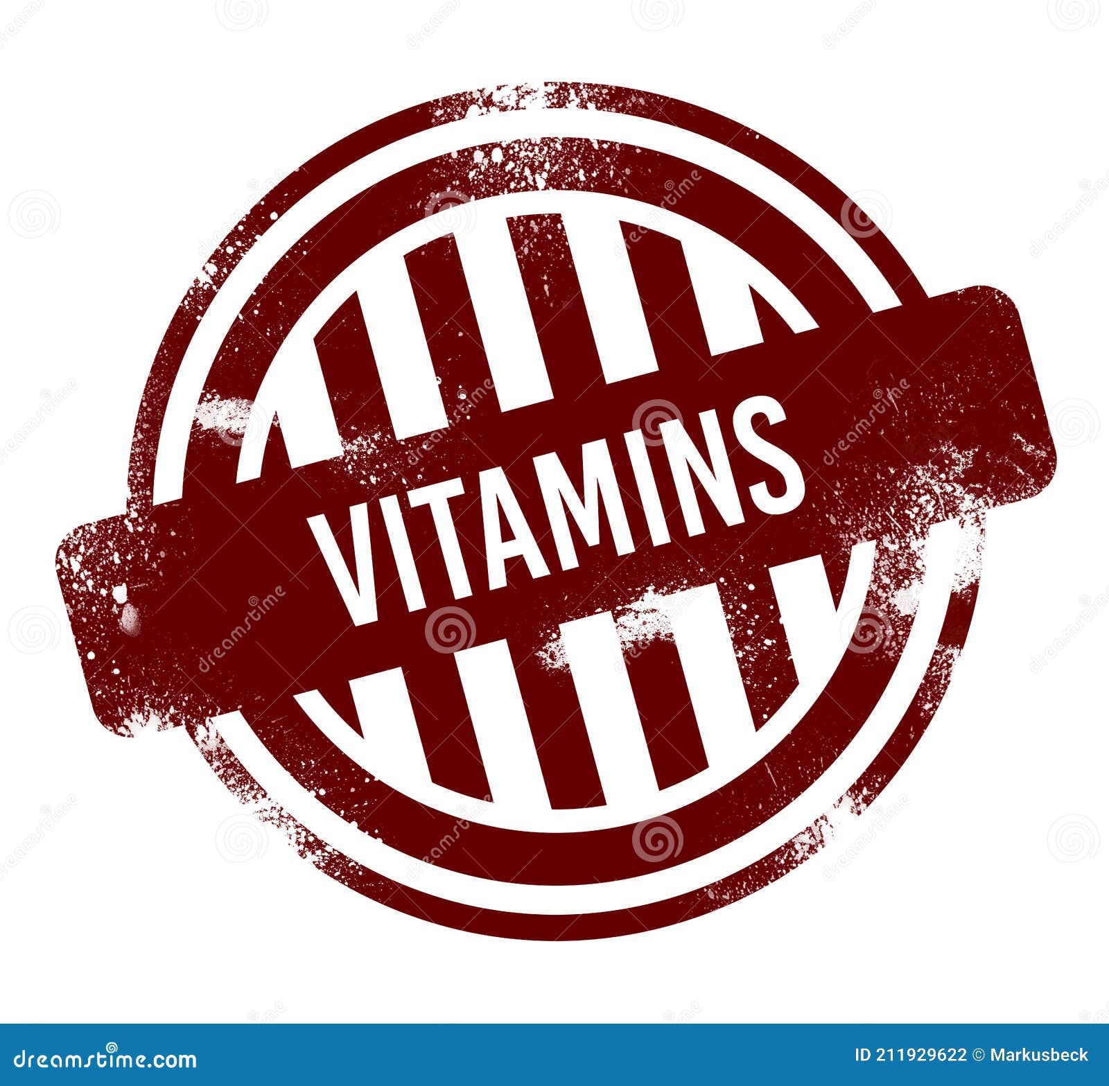 Vitamins - Red Round Grunge Button, Stamp Stock Illustration ...