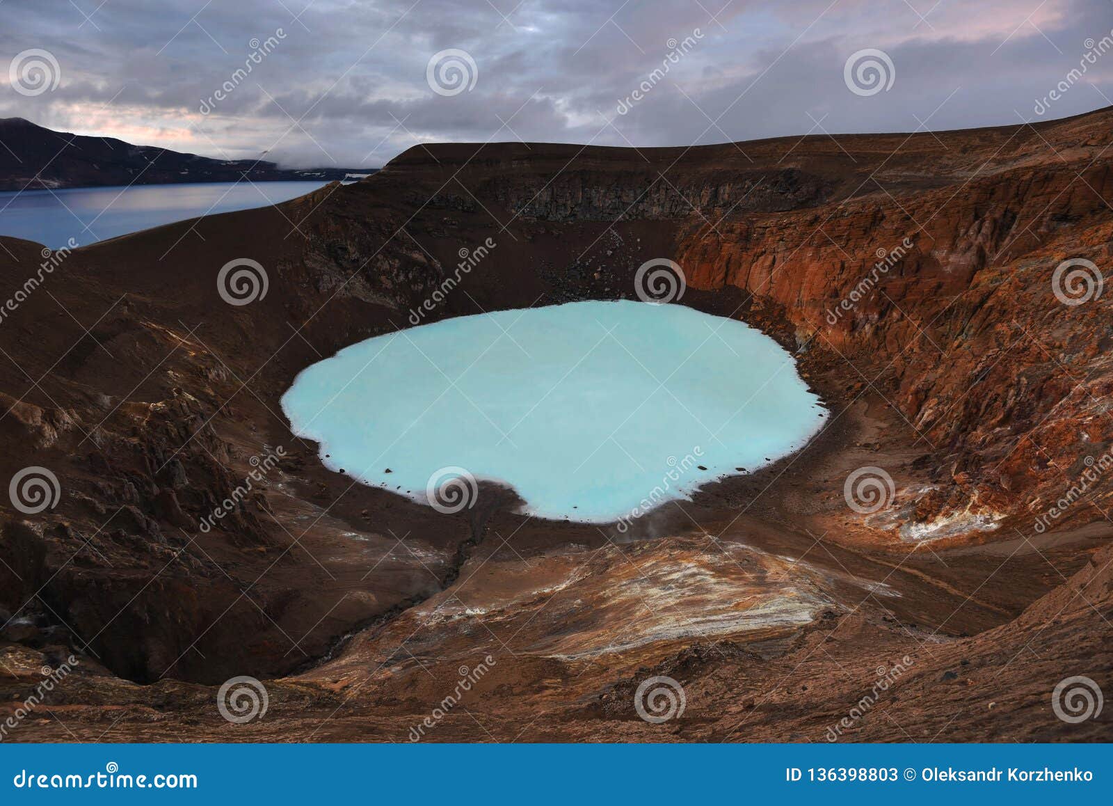 Viti Crater and Geothermal Lake at Askja Caldera in Midnight Lights ... Viti Crater and Geothermal Lake at Askja Caldera in Midnight Lights ...