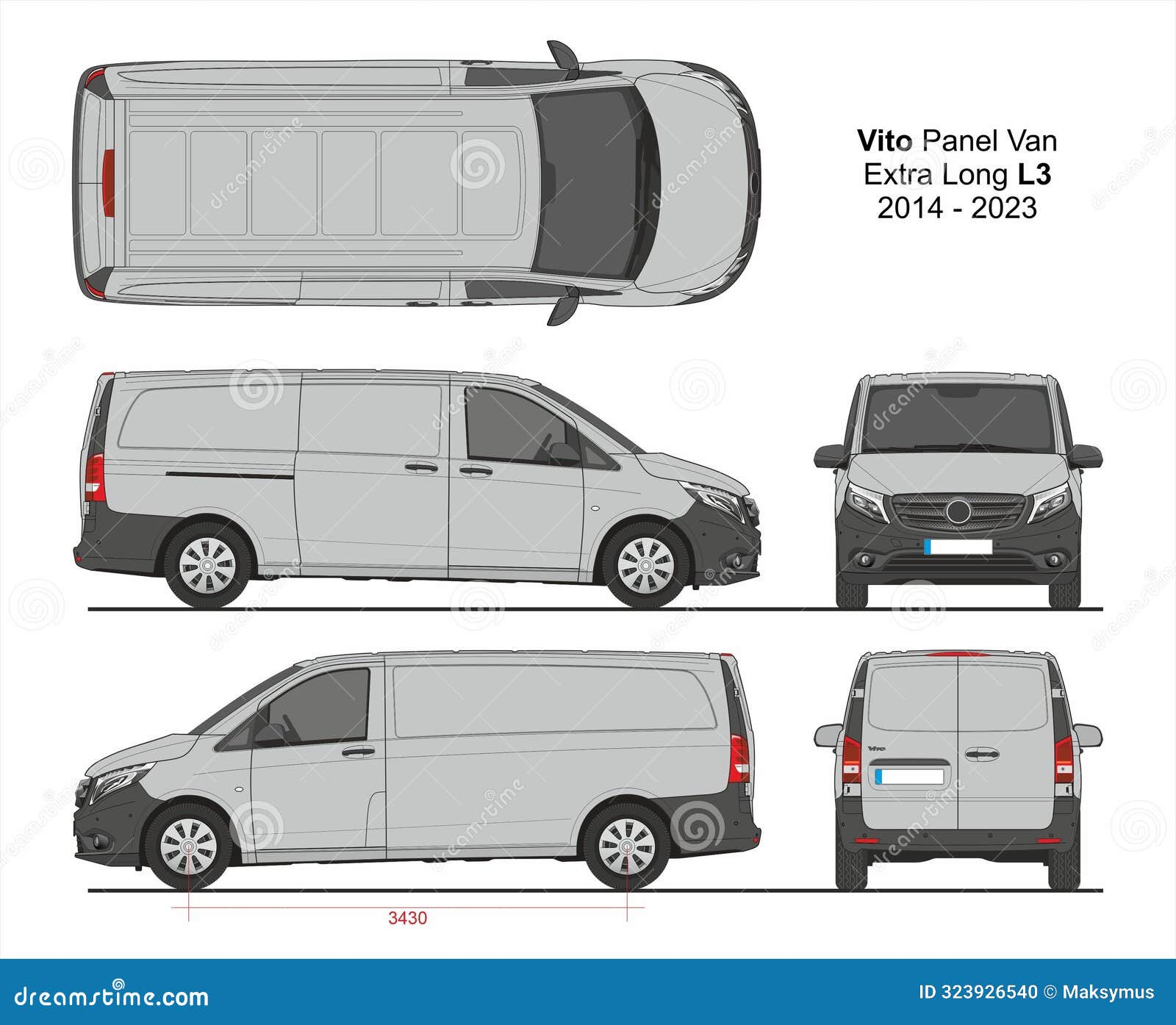 Vito Panel Extra Long Van L3 2014-2023 Editorial Image - Illustration ...