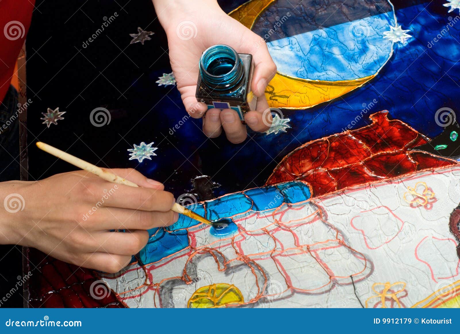 Vitrage drawing stock image. Image of color, handicraft - 9912179