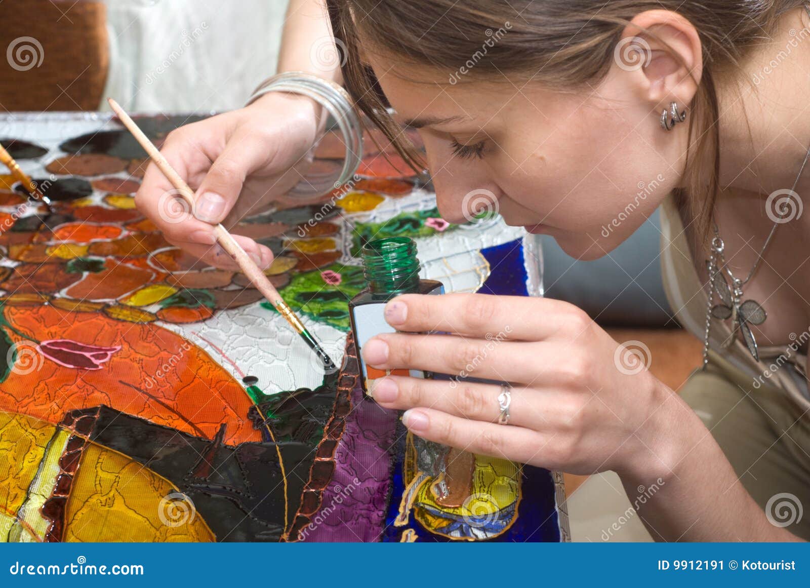Vitrage painting stock image. Image of glass, brush, colorful - 9912191