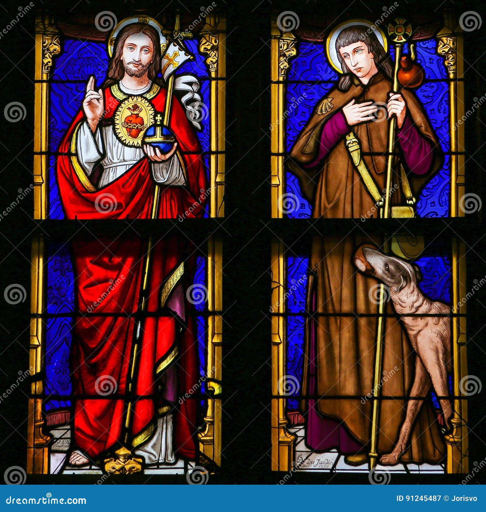Vitral - Jesus Christ Y Santo Roch Stock de ilustración - Ilustración ...