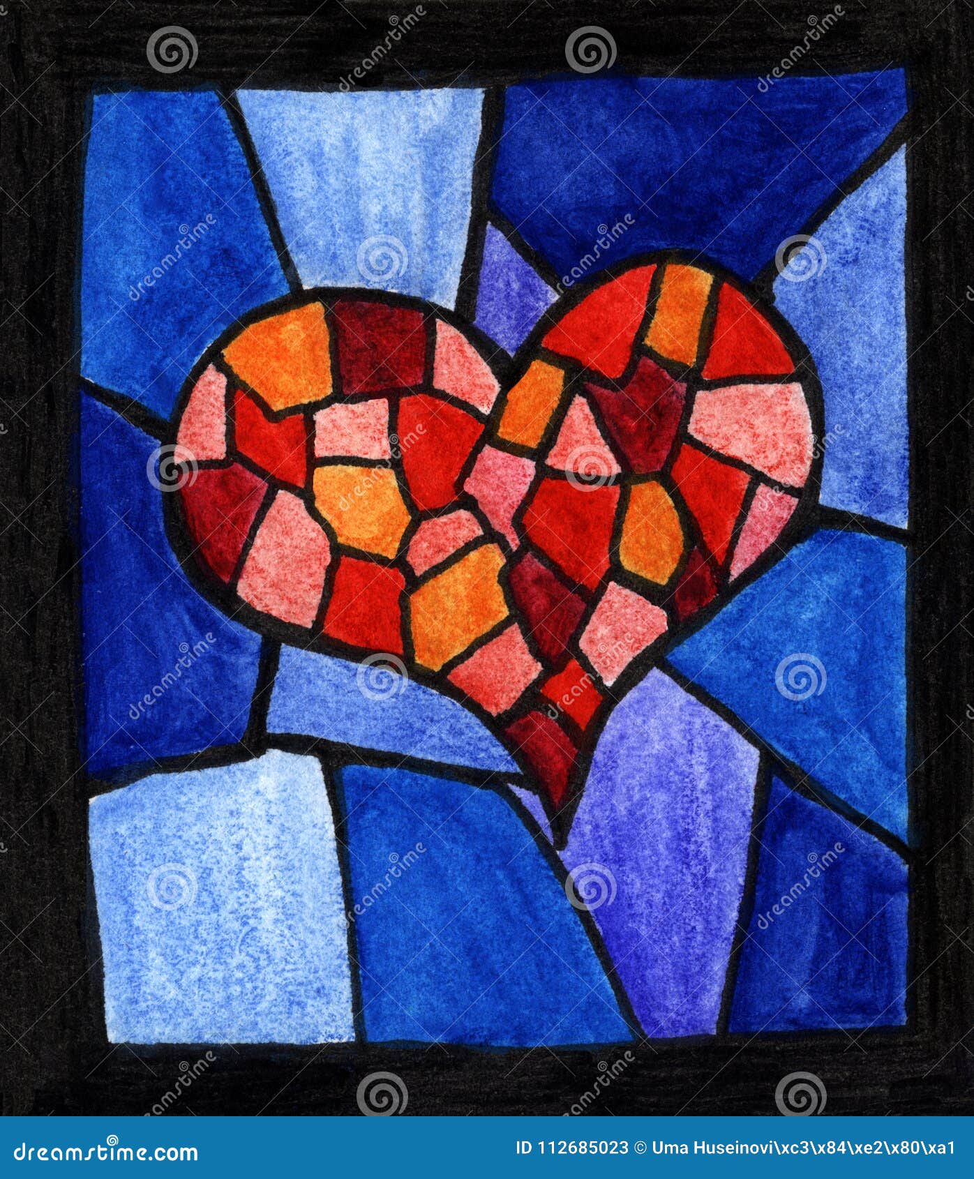 Vitral rojo del corazón stock de ilustración. Ilustración de catedral ...