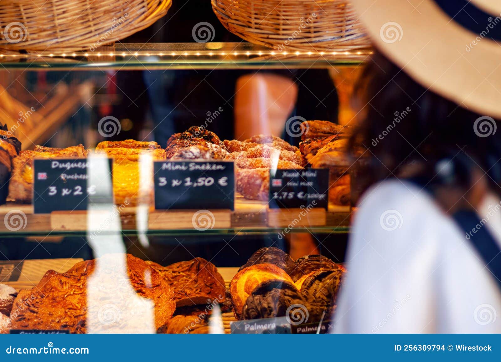Vitrine with Tasty Desserts in a Bakery Stock Photo - Image of food ...