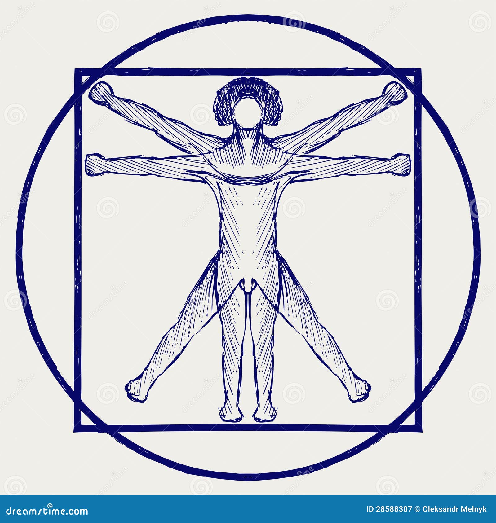 Vitruvian Man. Doodle Style Stock Vector - Illustration of outline ...
