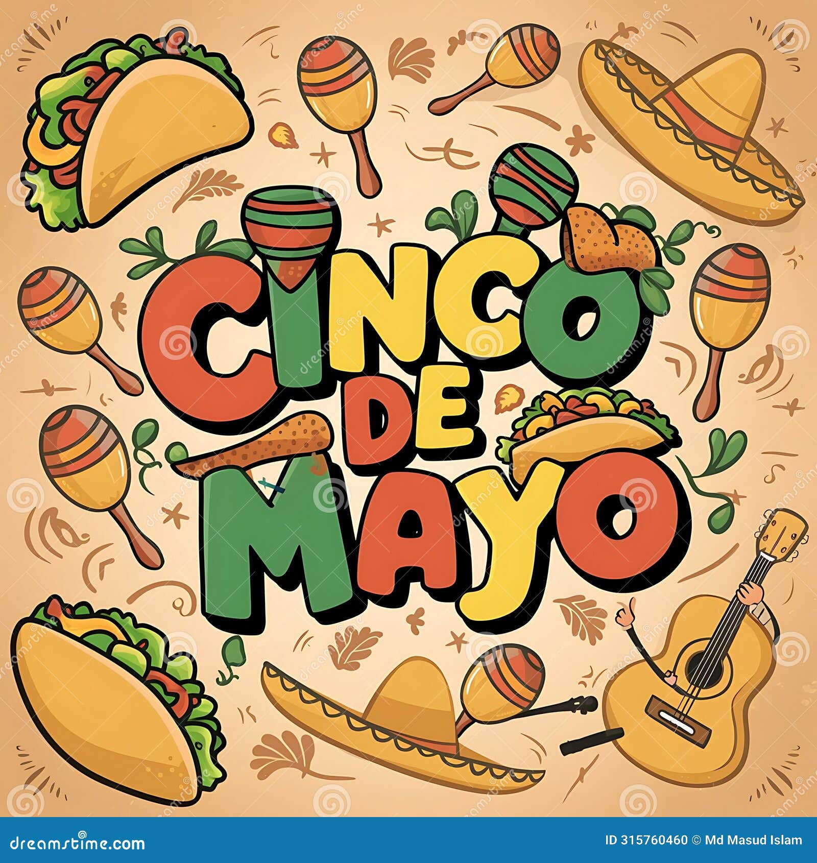 Viva Cinco De Mayo Celebrating Mexican Heritage Stock Illustration ...