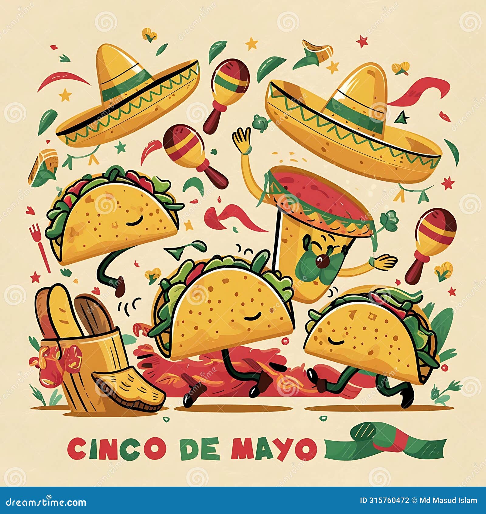 Viva Cinco De Mayo Celebrating Mexican Heritage Stock Illustration ...