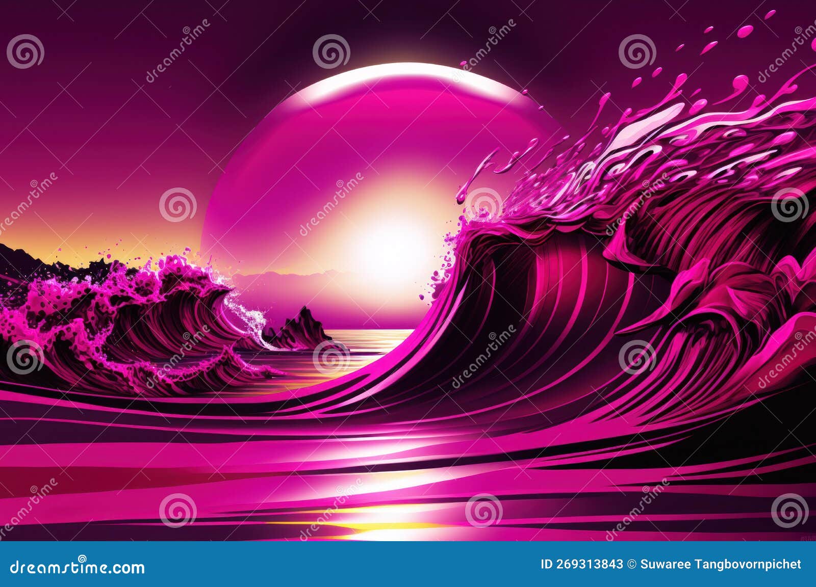 Viva Magenta Abstract Psychic Wave Background Stock Illustration ...