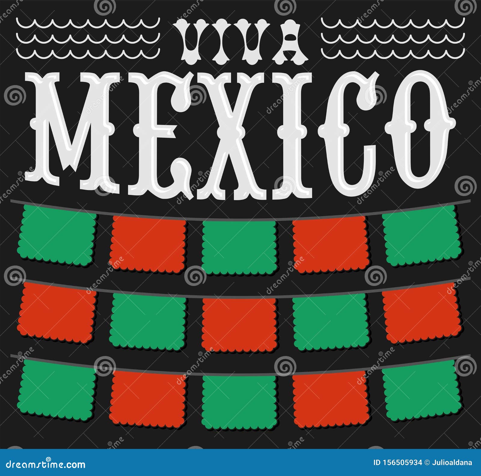 Viva Mexico, Mexican Holiday Header and Elements Vector Decoration ...