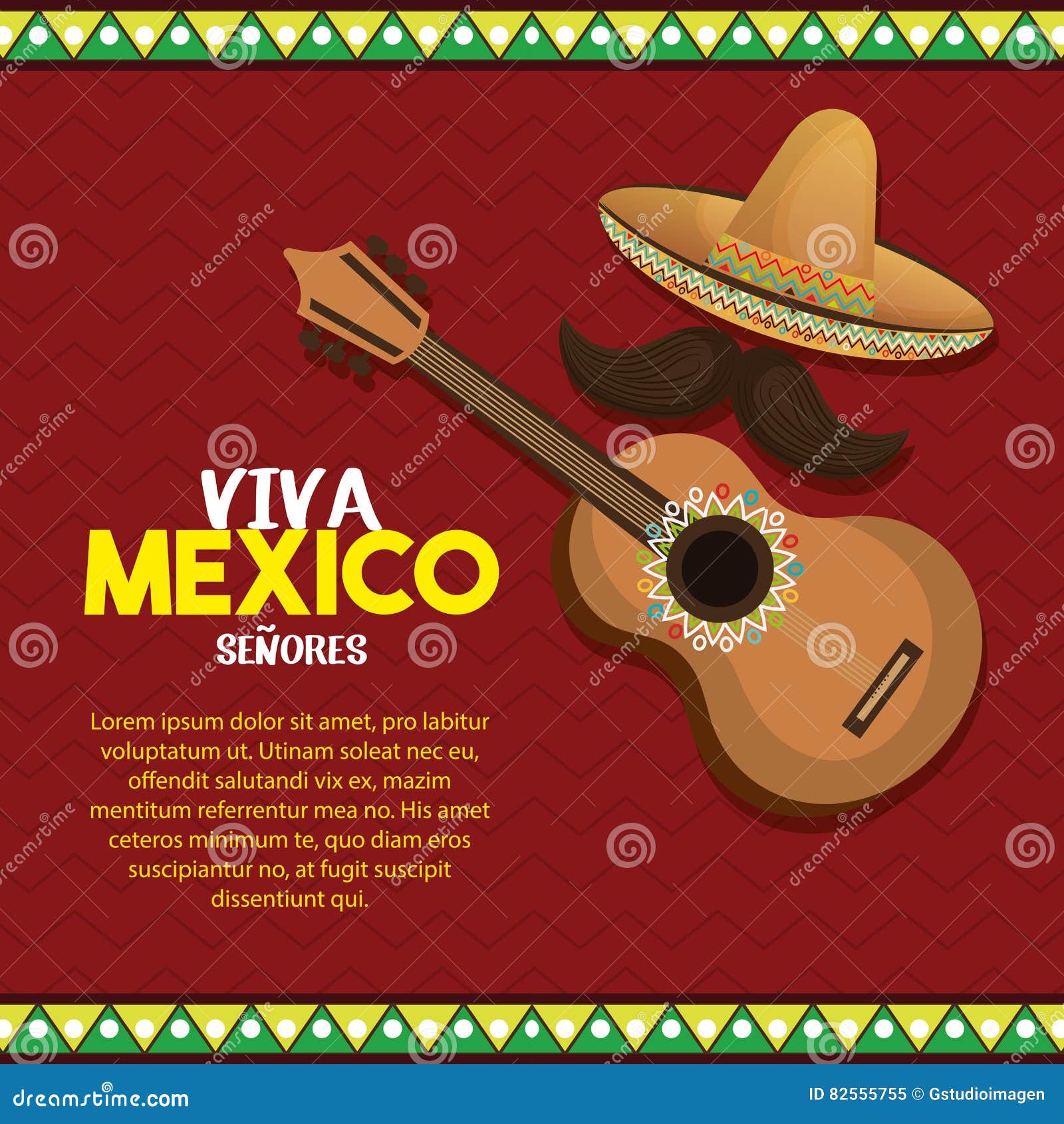 Viva Mexico Poster Celebration Stock Illustration - Illustration of ...