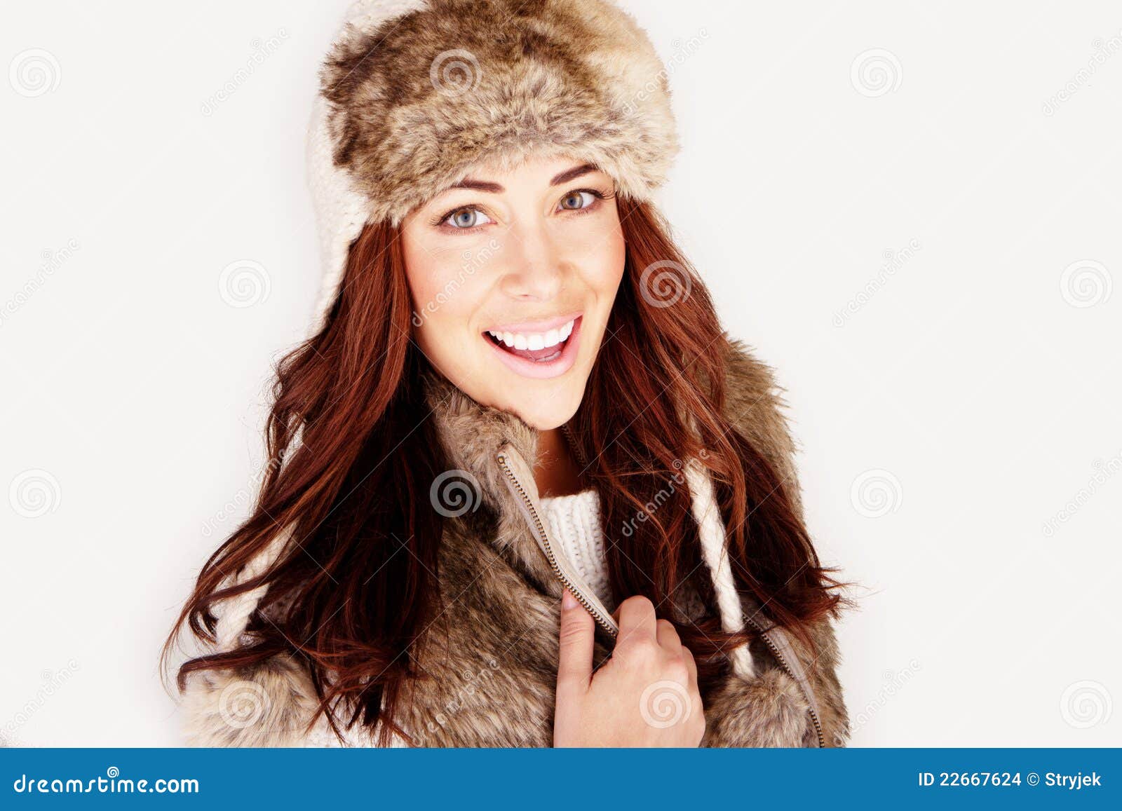 Vivacious Redhead in Winter Outfit Stock Photo - Image of lively ...