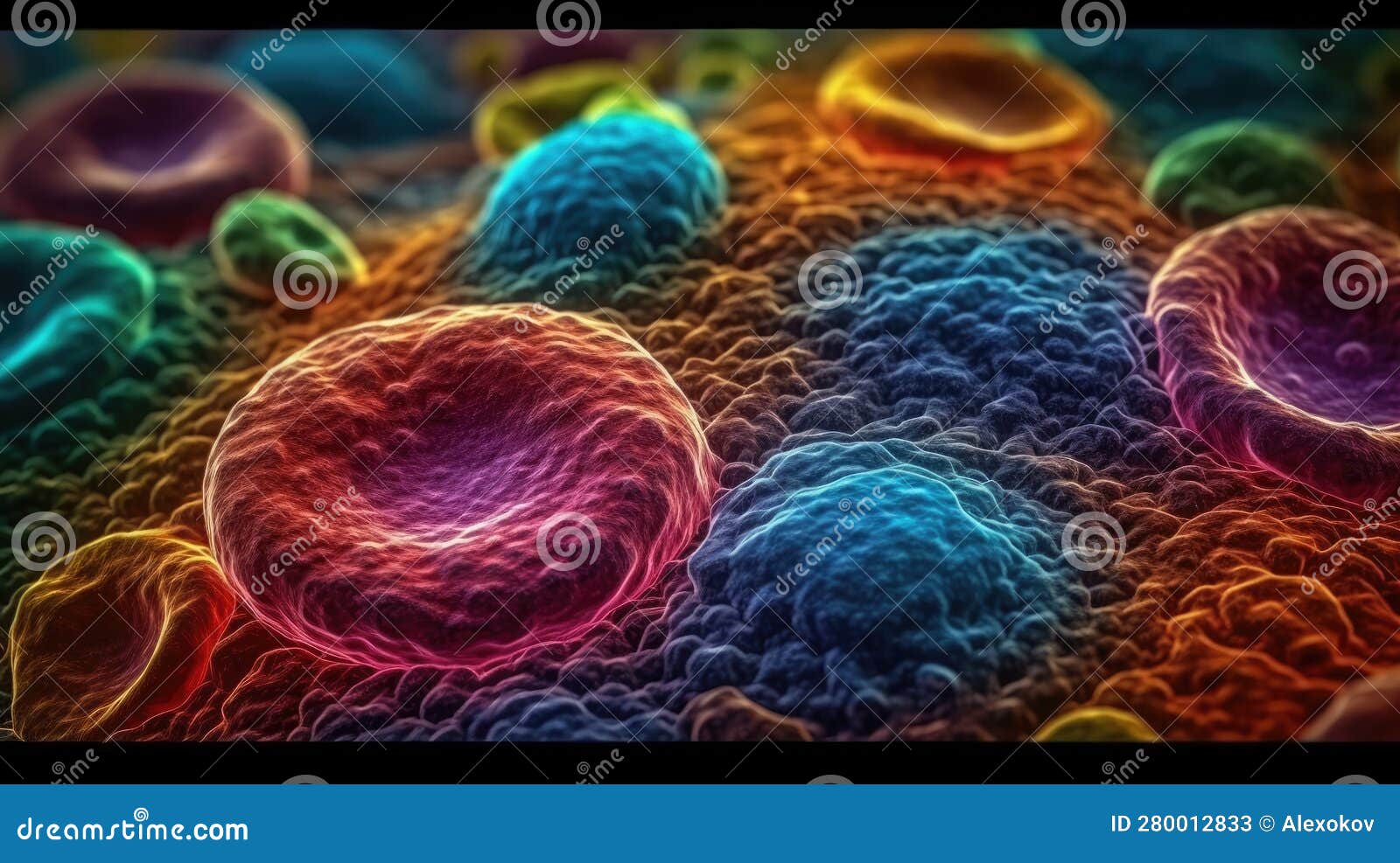 Vivid Adipose Cells Under The Microscope For Medical Research. Royalty ...
