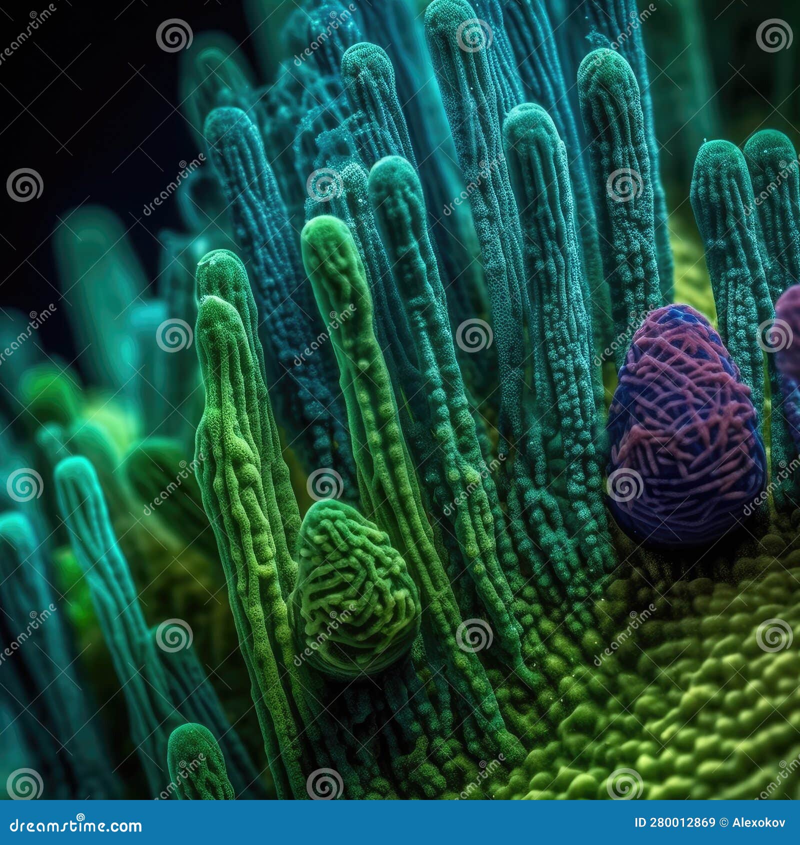 Vivid Algae Under the Microscope for Scientific Research. Stock ...