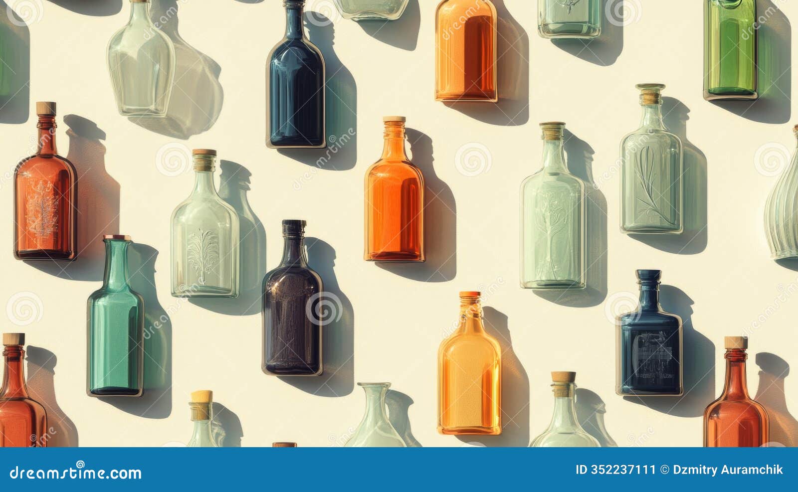 A Vivid Array of Glass Bottles in Different Shapes and Sizes. Stock ...