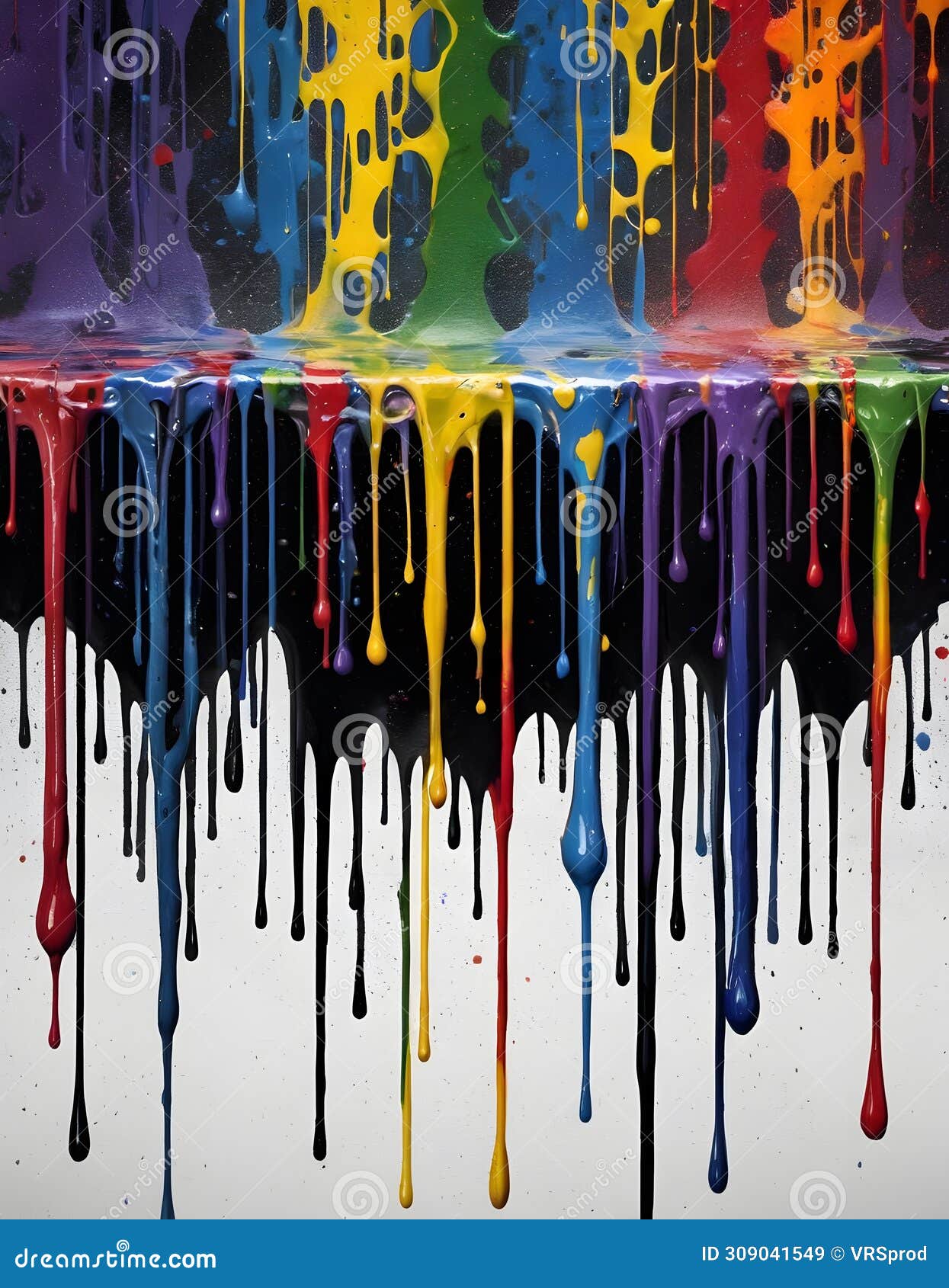 Multicolor Paint Drips on White AI Generative Stock Image - Image of ...