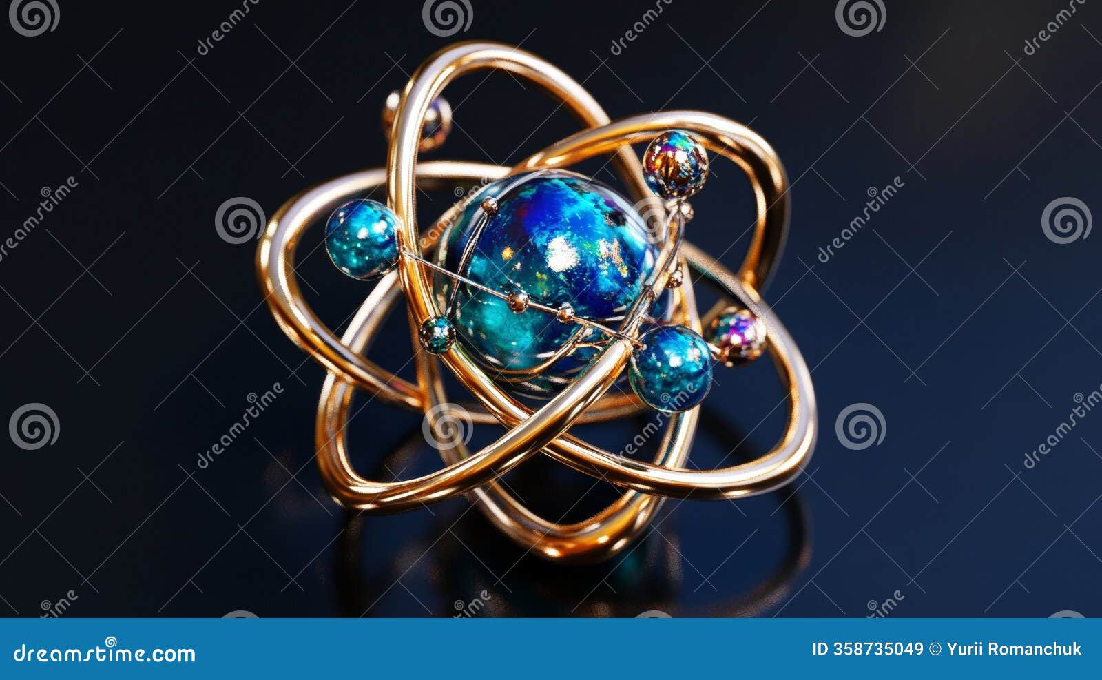 Vivid Atom Model with Orbiting Electrons Showcasing Atomic Structure ...