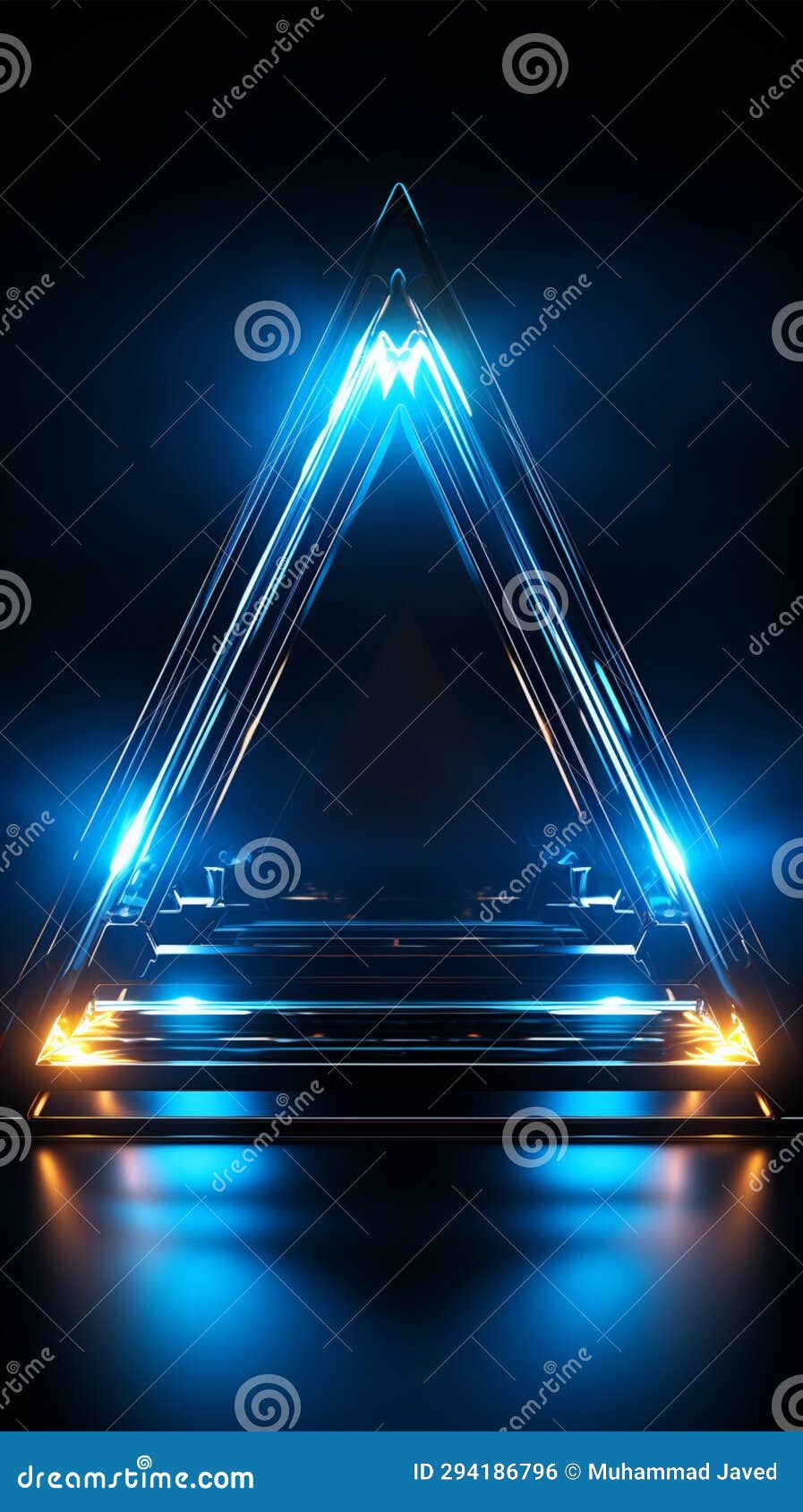 Vivid Blue Neon Triangle Element Adds a Bold, Modern Touch Stock ...