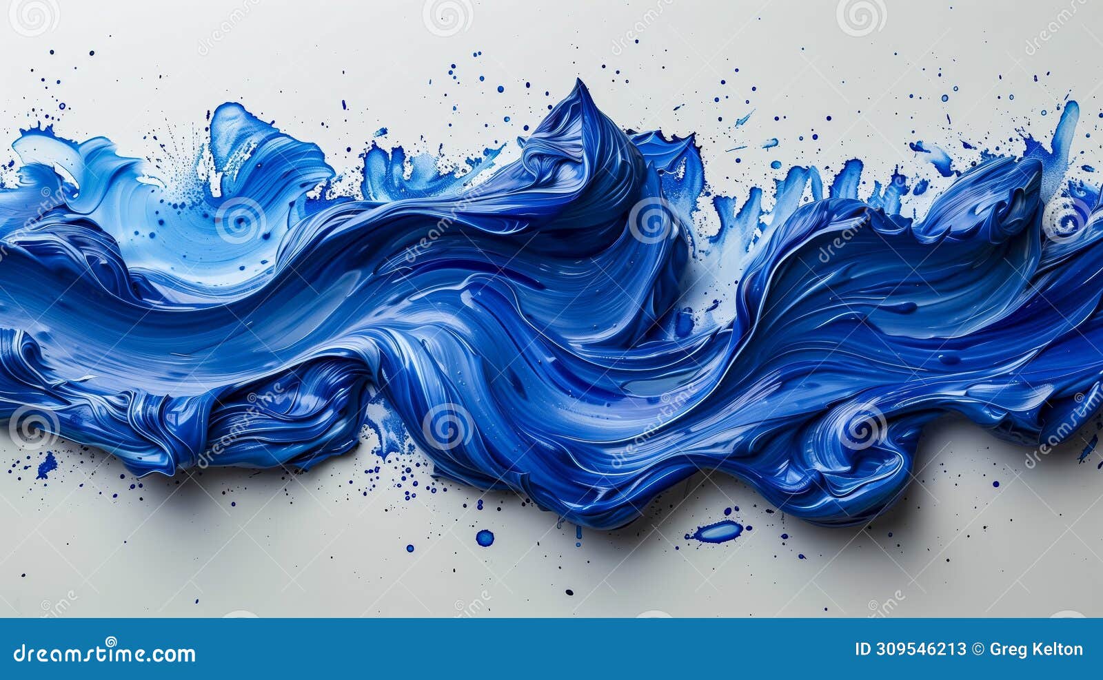 Vivid Blue Paint Splashes Resemble Crashing Waves on a Beige Surface ...