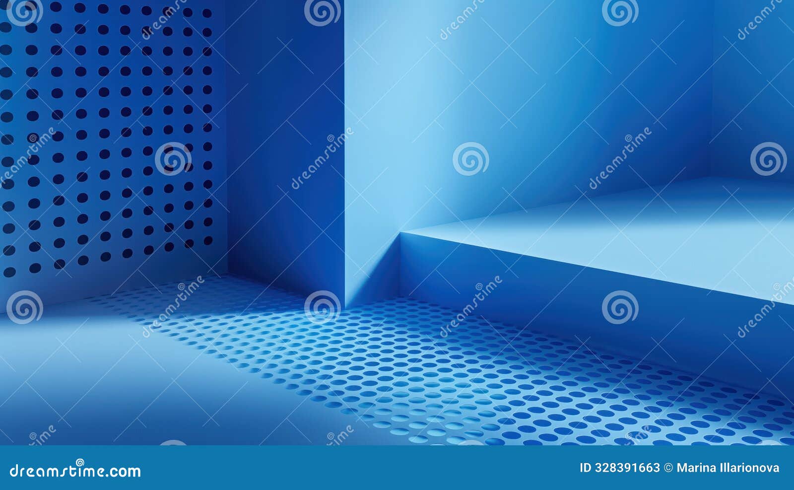 Vivid Blue Perforated Metal Interior. Generative AI Stock Image - Image ...