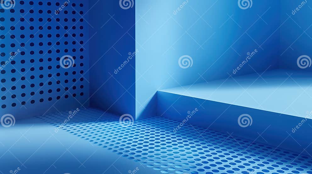 Vivid Blue Perforated Metal Interior. Generative AI Stock Image - Image ...