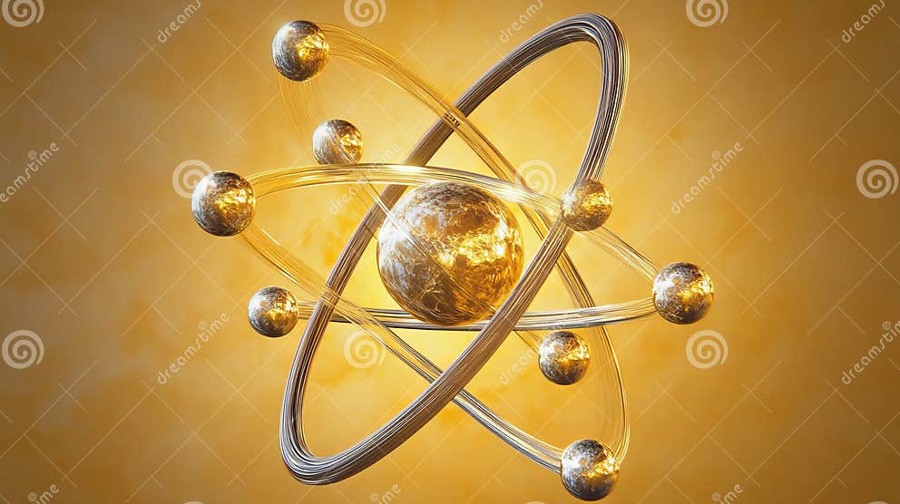Vivid Close Up of an Atom Showcasing Central Nucleus and Electrons in ...
