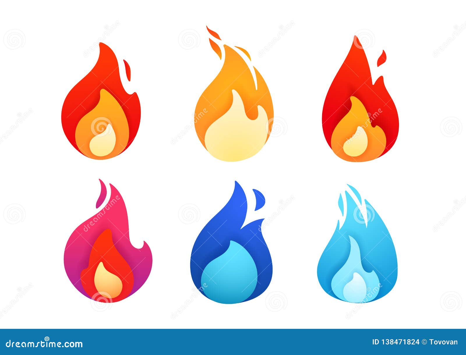 Vivid Color Abstract Geometric Flames Collection Stock Vector ...