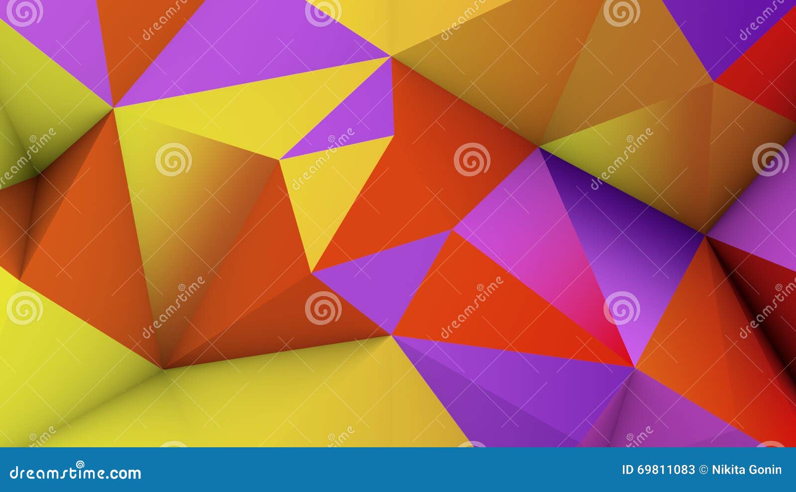 Vivid Color Low Poly Surface 3D Render Stock Illustration ...
