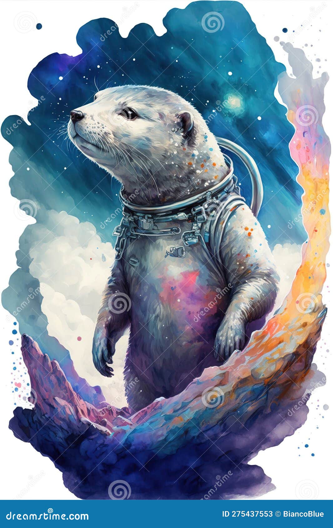 Vivid Color Space Otter Wearing Spacesuit for Space Exploration Concept ... Vivid Color Space Otter Wearing Spacesuit for Space Exploration Concept ...