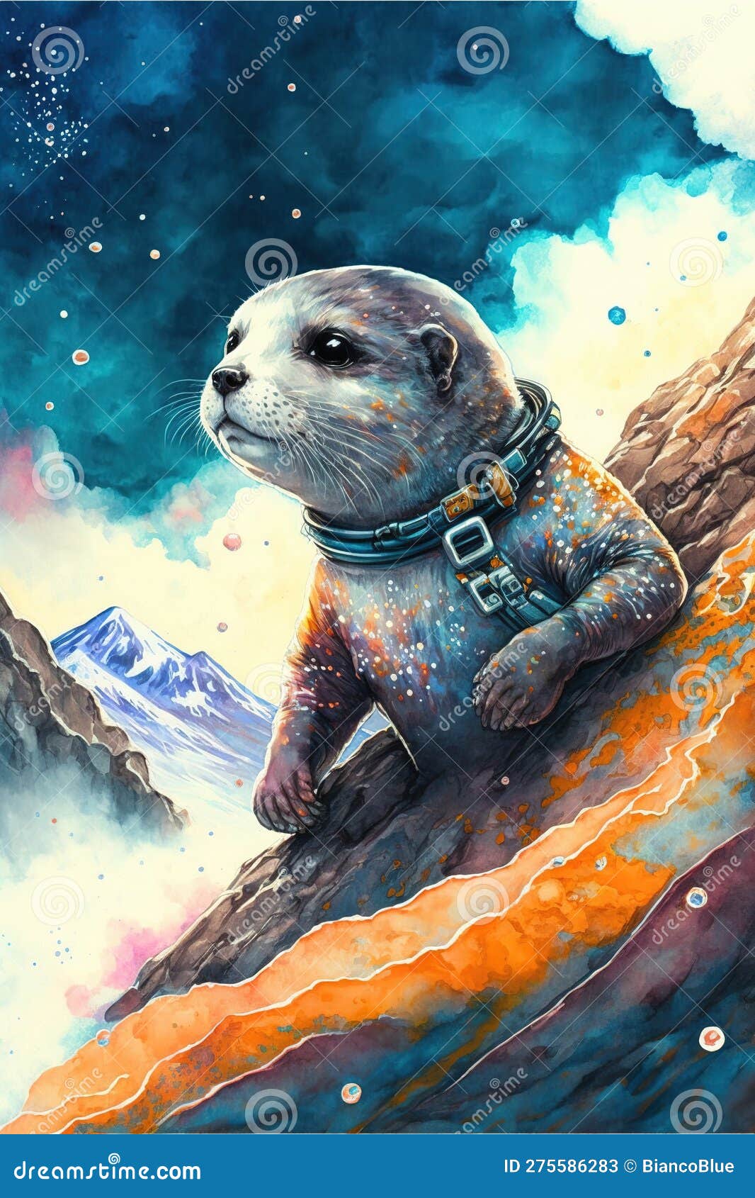 Vivid Color Space Otter Wearing Spacesuit for Space Exploration Concept ... Vivid Color Space Otter Wearing Spacesuit for Space Exploration Concept ...