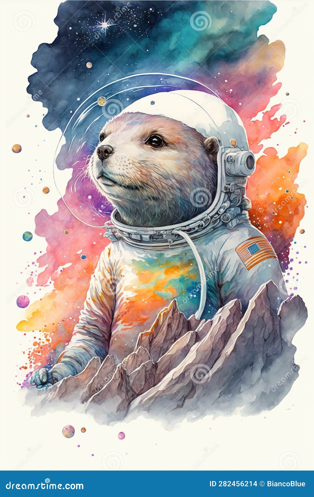 Vivid Color Space Otter Wearing Spacesuit for Space Exploration Concept ... Vivid Color Space Otter Wearing Spacesuit for Space Exploration Concept ...