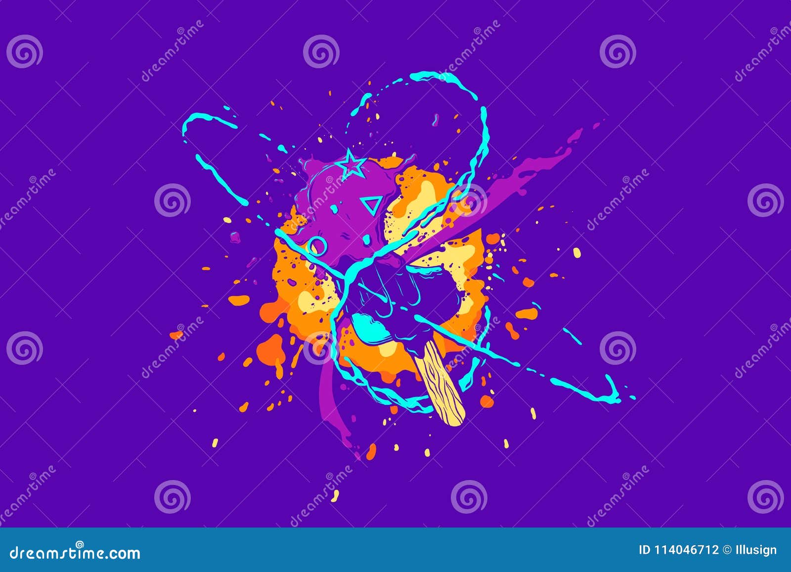 Vivid Colorful Complex Hexagonal Pattern Royalty-Free Cartoon ...