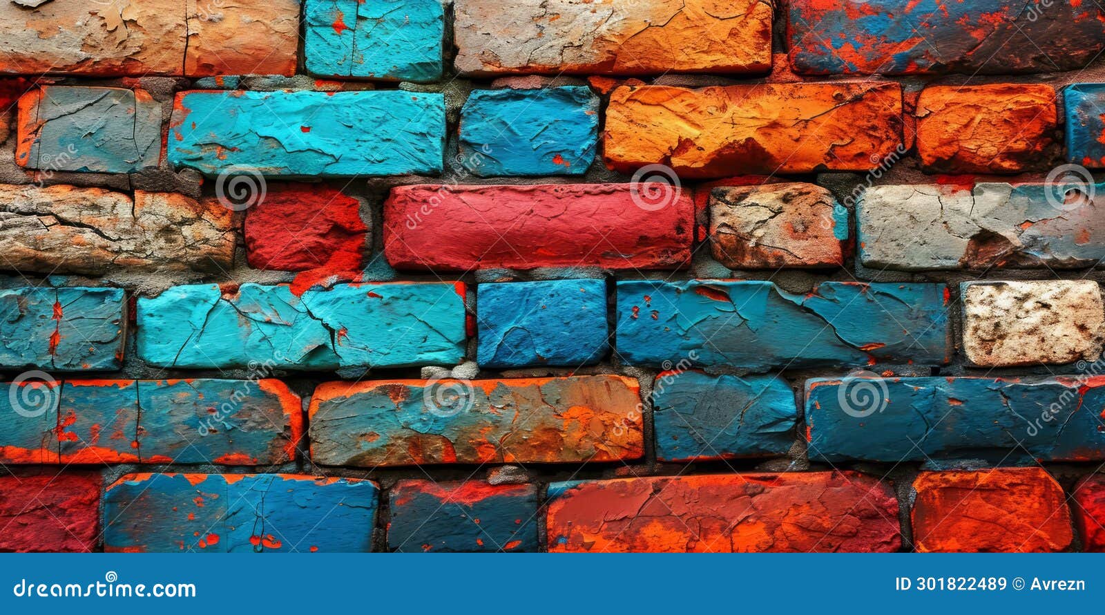Vivid Colorful Brick Wall with Thin Bricks, Banner, Generative AI Stock ...