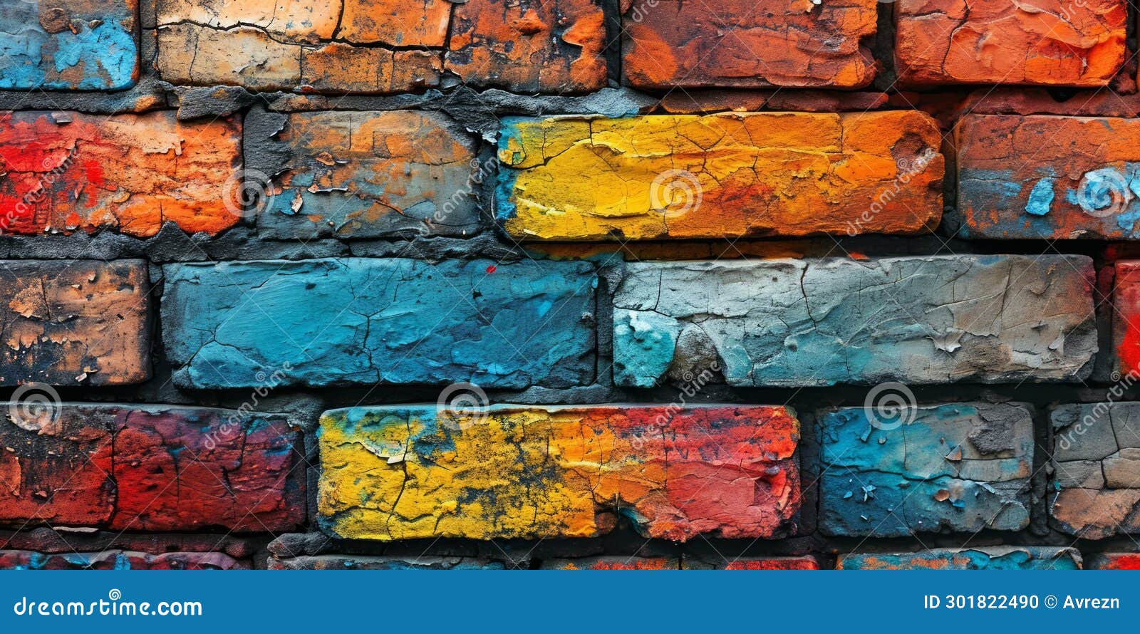Vivid Colorful Brick Wall with Thin Bricks, Banner, Generative AI Stock ...